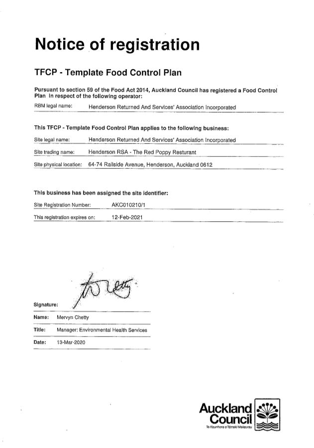 Food | The Red Poppy Restaurant at Henderson RSA